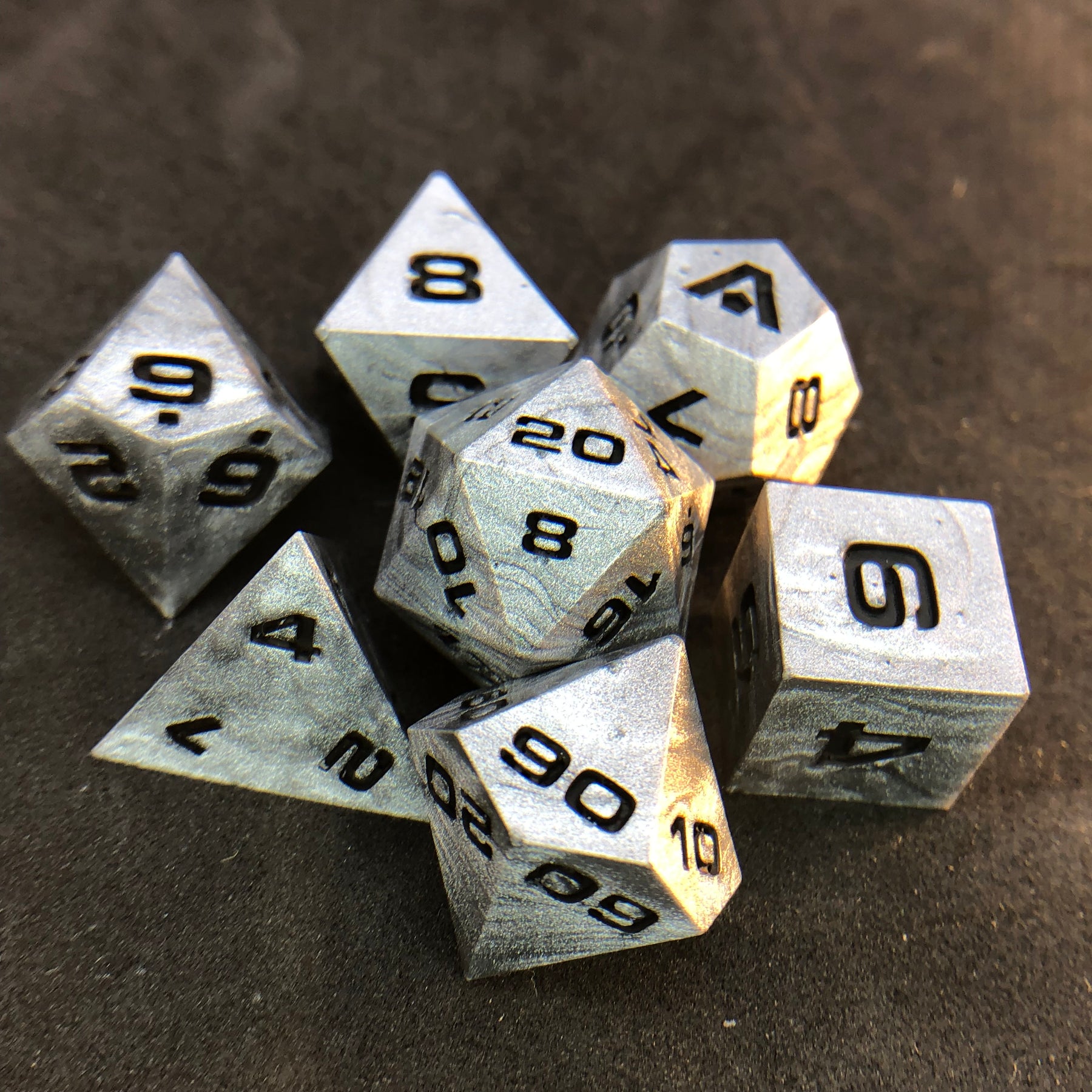 Cold Cast Aluminum 7-Piece Resin Dice Set – Aether Objects