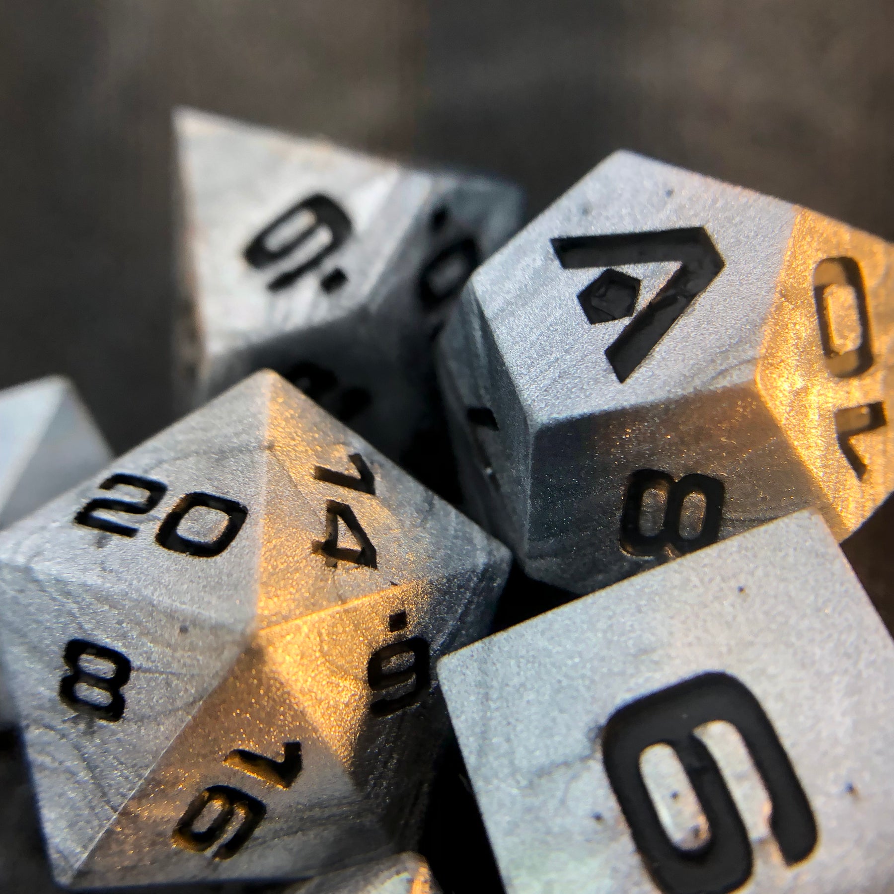 Cold Cast Aluminum 7-Piece Resin Dice Set – Aether Objects
