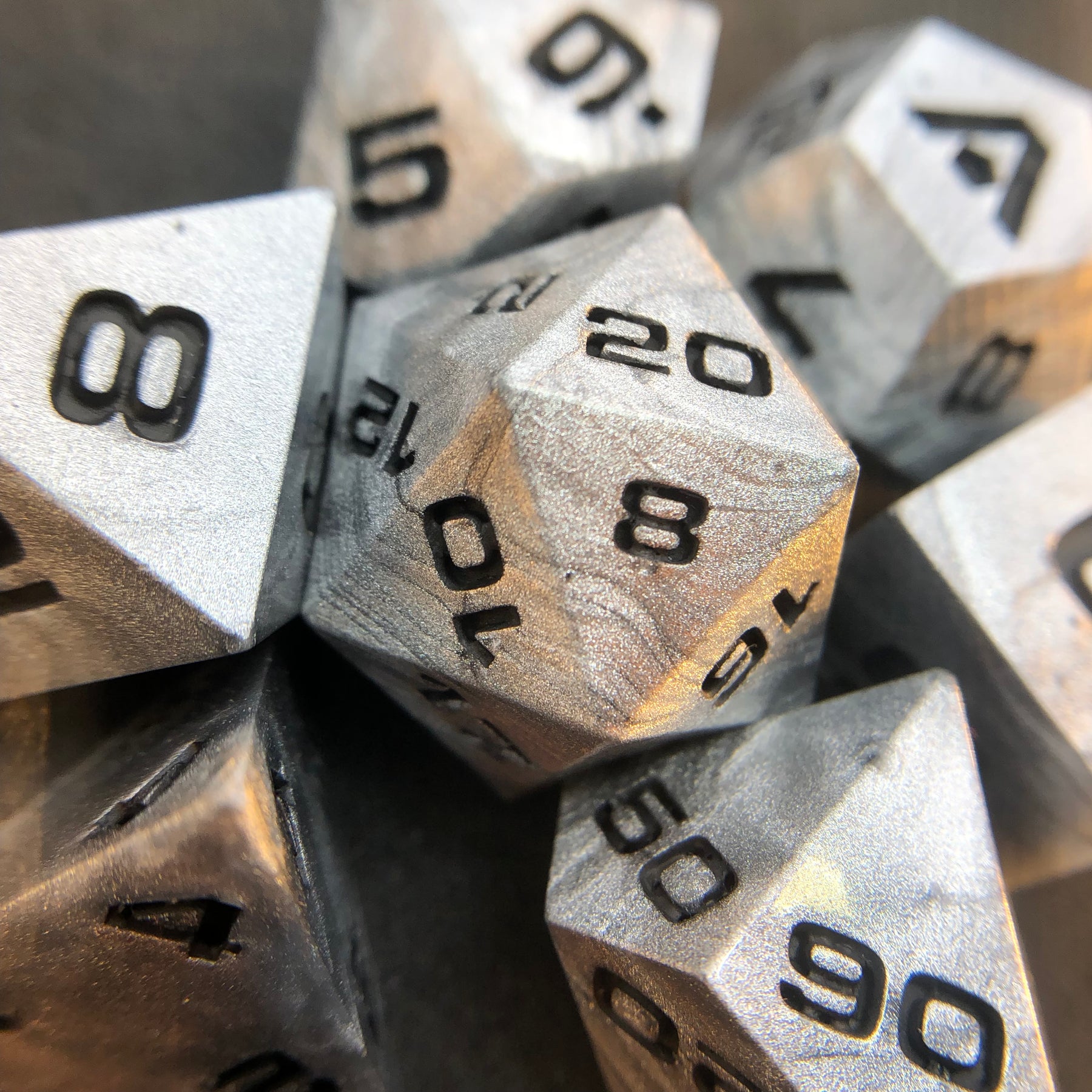 Cold Cast Aluminum 7-Piece Resin Dice Set – Aether Objects